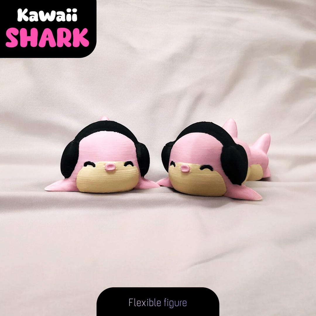 Kawaii Baby Pink Shark Flexi Fidget Keychain 3D Printing STL File Print ...