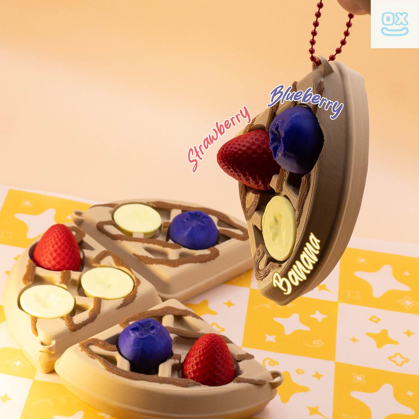 Waffle Slice Fidget Toy Keychain: 3D Printing STL File - Etsy