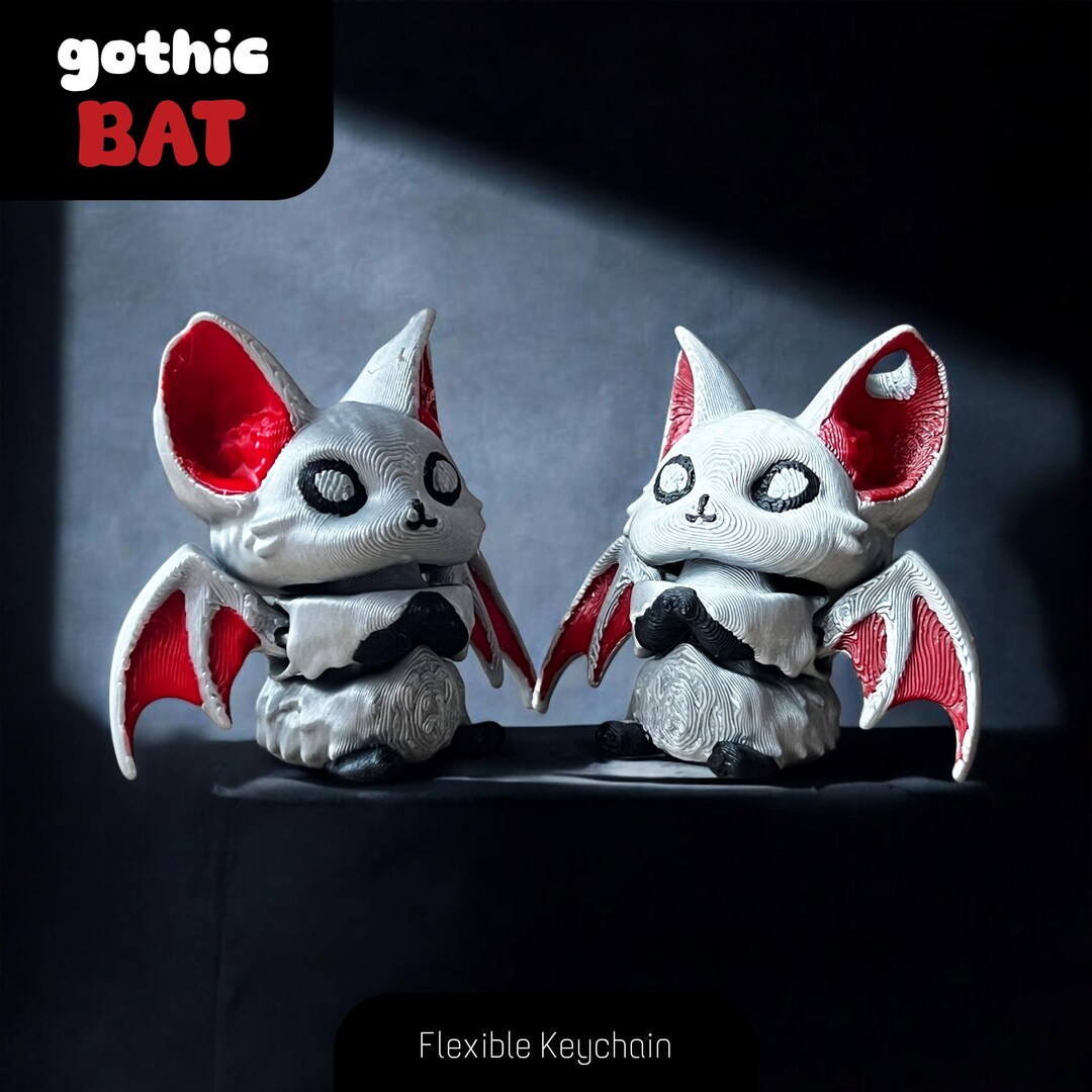 Kawaii Gothic Bat Flexi Keychain: 3D Articulated STL File - Etsy