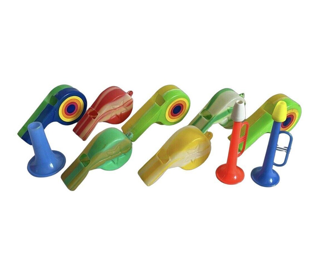 Vintage Plastic Whistles and Trumpets Set of 10 Made in Hong Kong - Etsy