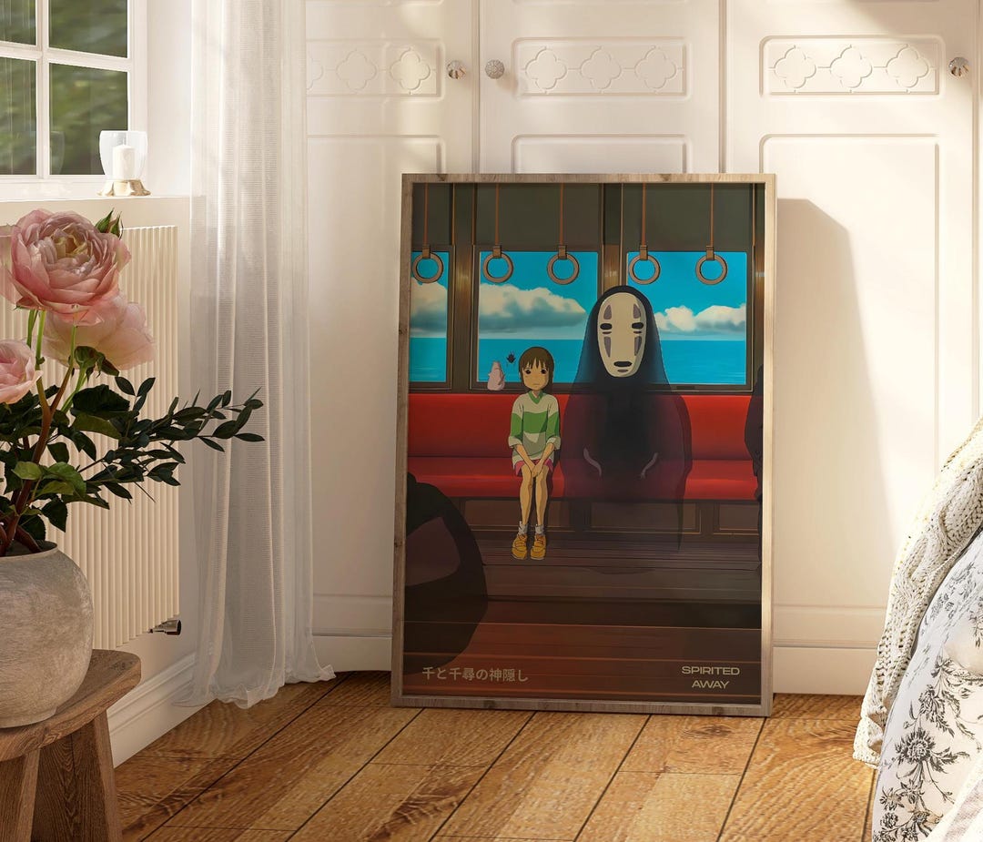 Spirited Away Train Scene Poster, Chihiro & No-face Print, Spirited ...