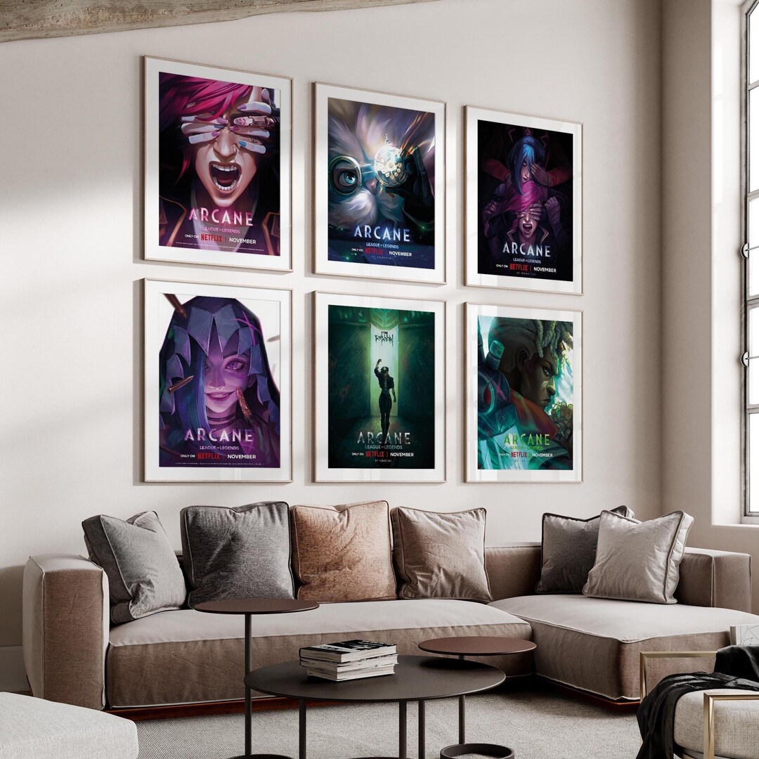 Arcane Poster Set of 6, Arcane Wall Art, Arcane Jinx Poster, Arcane ...