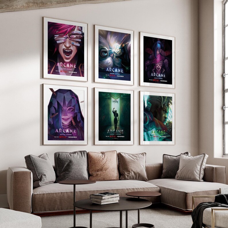 Arcane Poster Set of 6, Arcane Wall Art, Arcane Jinx Poster, Arcane ...