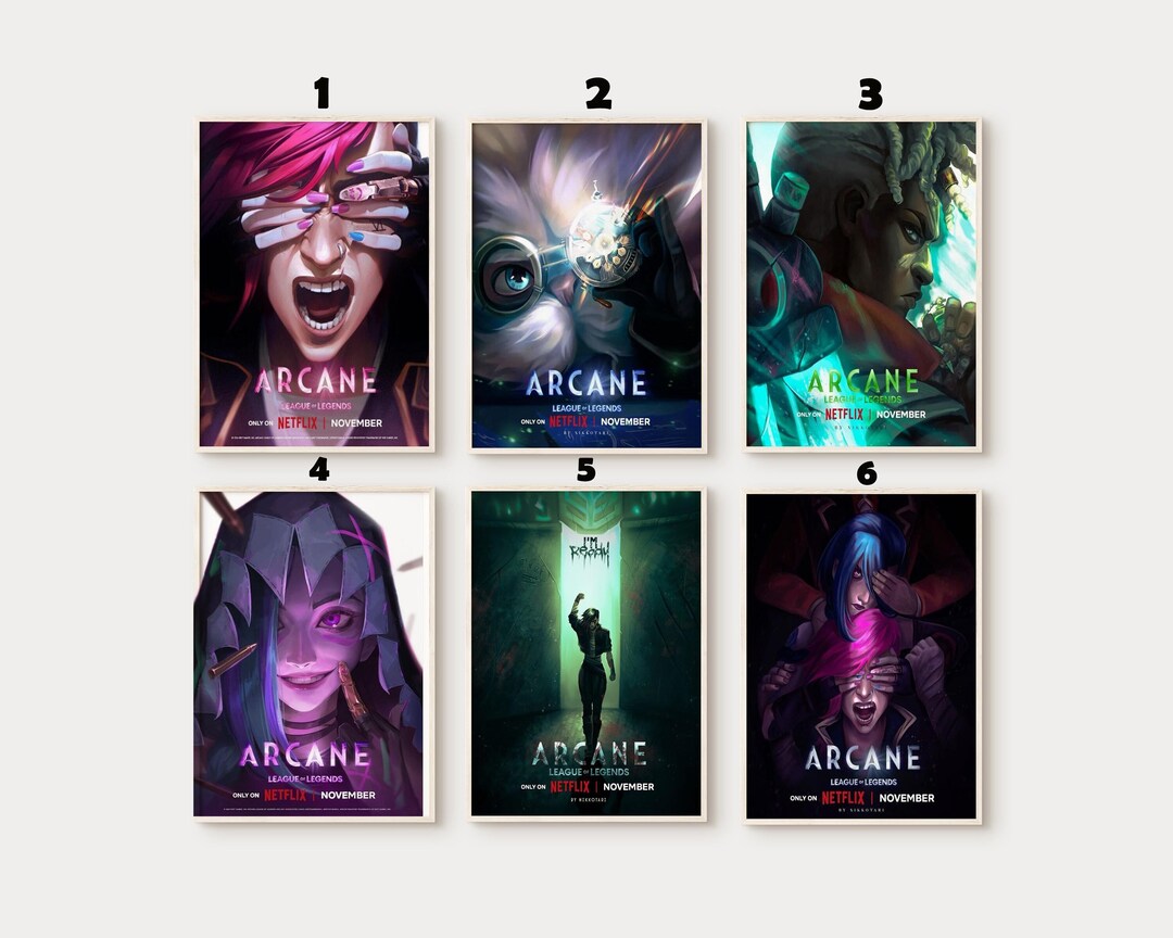 Arcane Poster Set of 6, Arcane Wall Art, Arcane Jinx Poster, Arcane ...