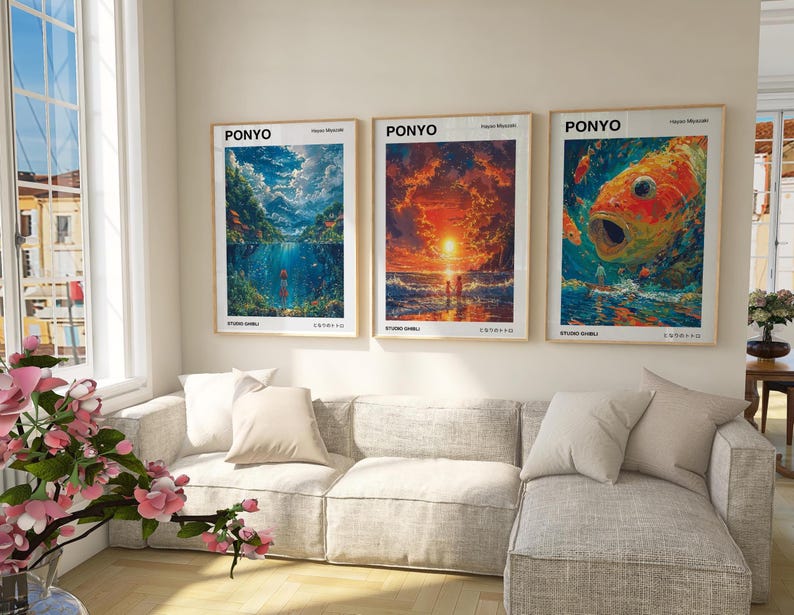 Studio Ghibli Ponyo Poster Set, Ponyo Print, Hayao Miyazaki, the Little ...
