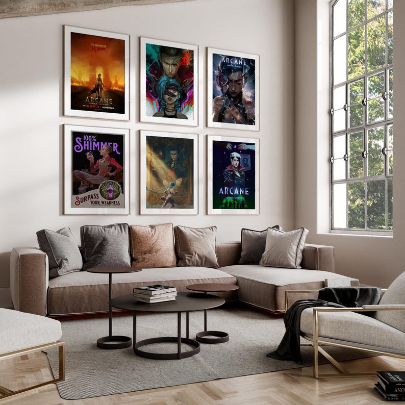 Arcane Poster Set of 6, Arcane Wall Art, Arcane Jinx Poster, Caitlyn ...