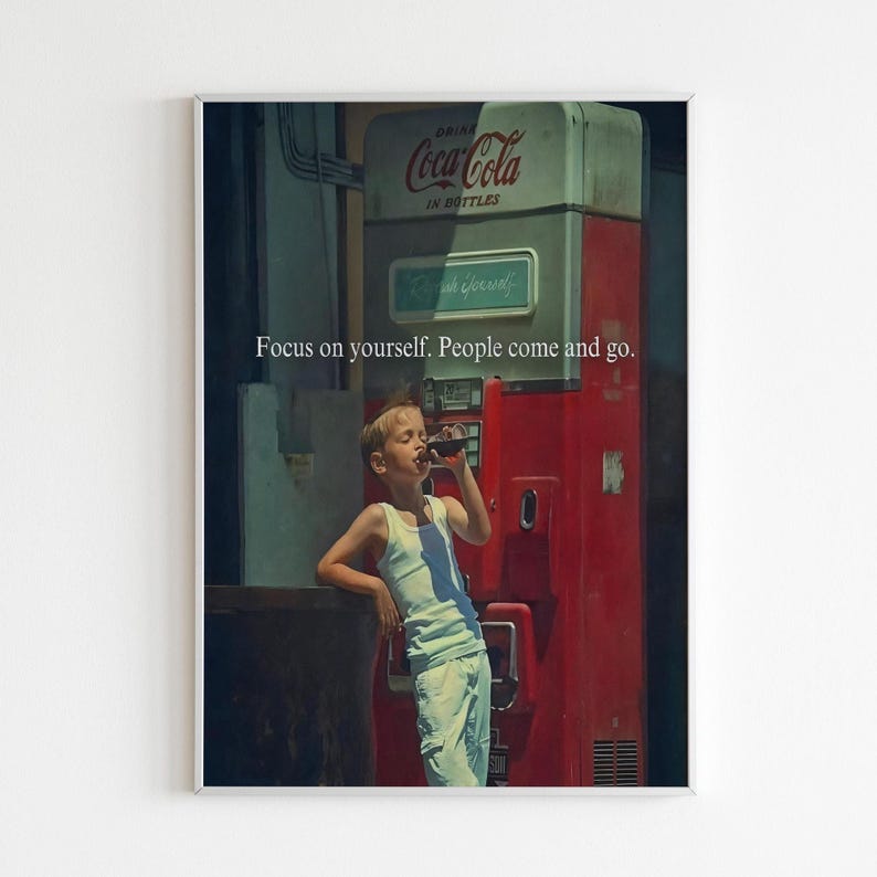 Motivational Retro Coca-cola Poster, Focus on Yourself Quote, Vintage ...