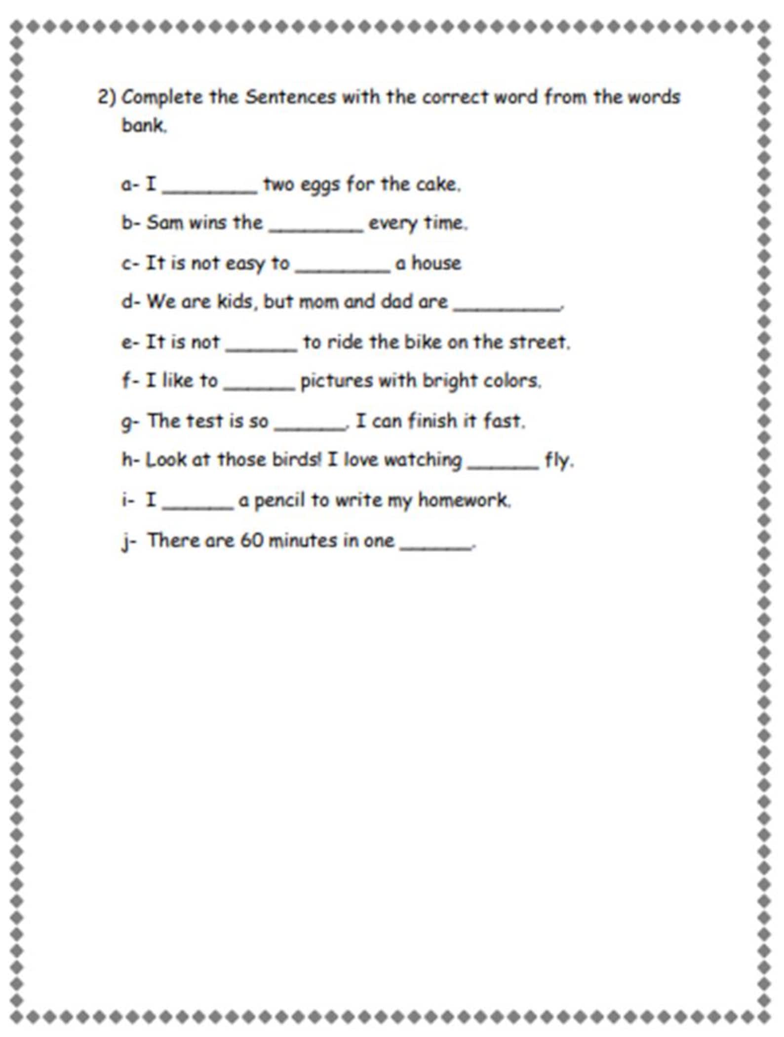 Set 1: A1 English Vocabulary Worksheets | ESL & EFL Band 1 Word ...