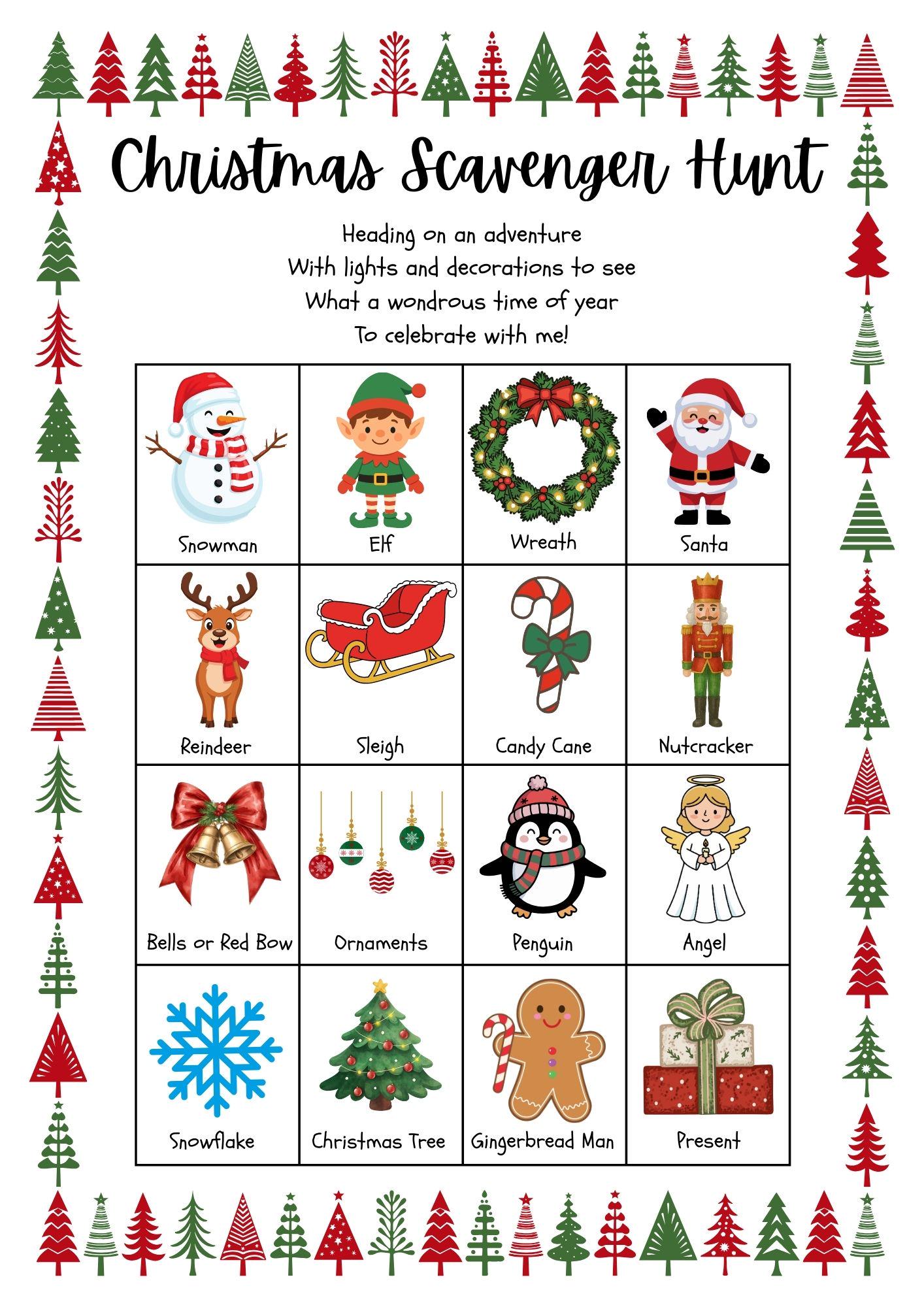 Christmas Scavenger Hunt Printable, Christmas Activity for Kids ...