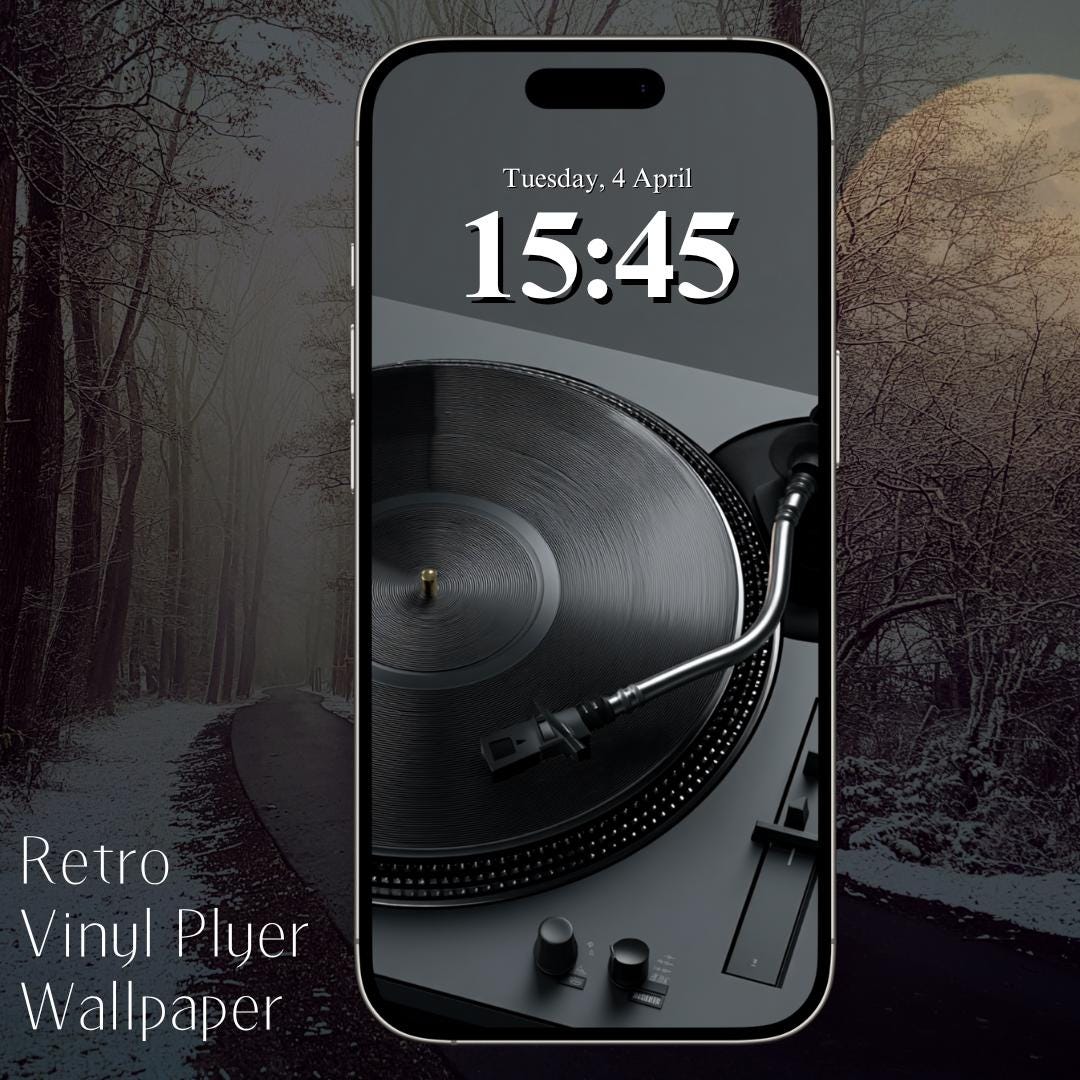 Retro Style Phone Wallpaper - Modern Vinyl Player, Abstract, Minimalist ...
