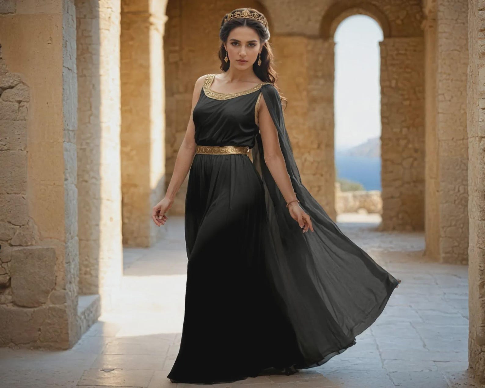 Roman Toga Gown, Ancient Greek Toga Ensemble, Draped Greek Apparel ...