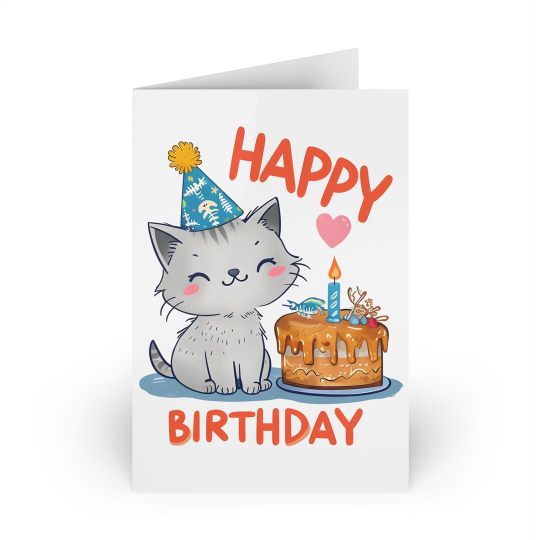 Cute Cat Birthday Greeting Cards, Cheerful Wishes for Pet Lovers ...