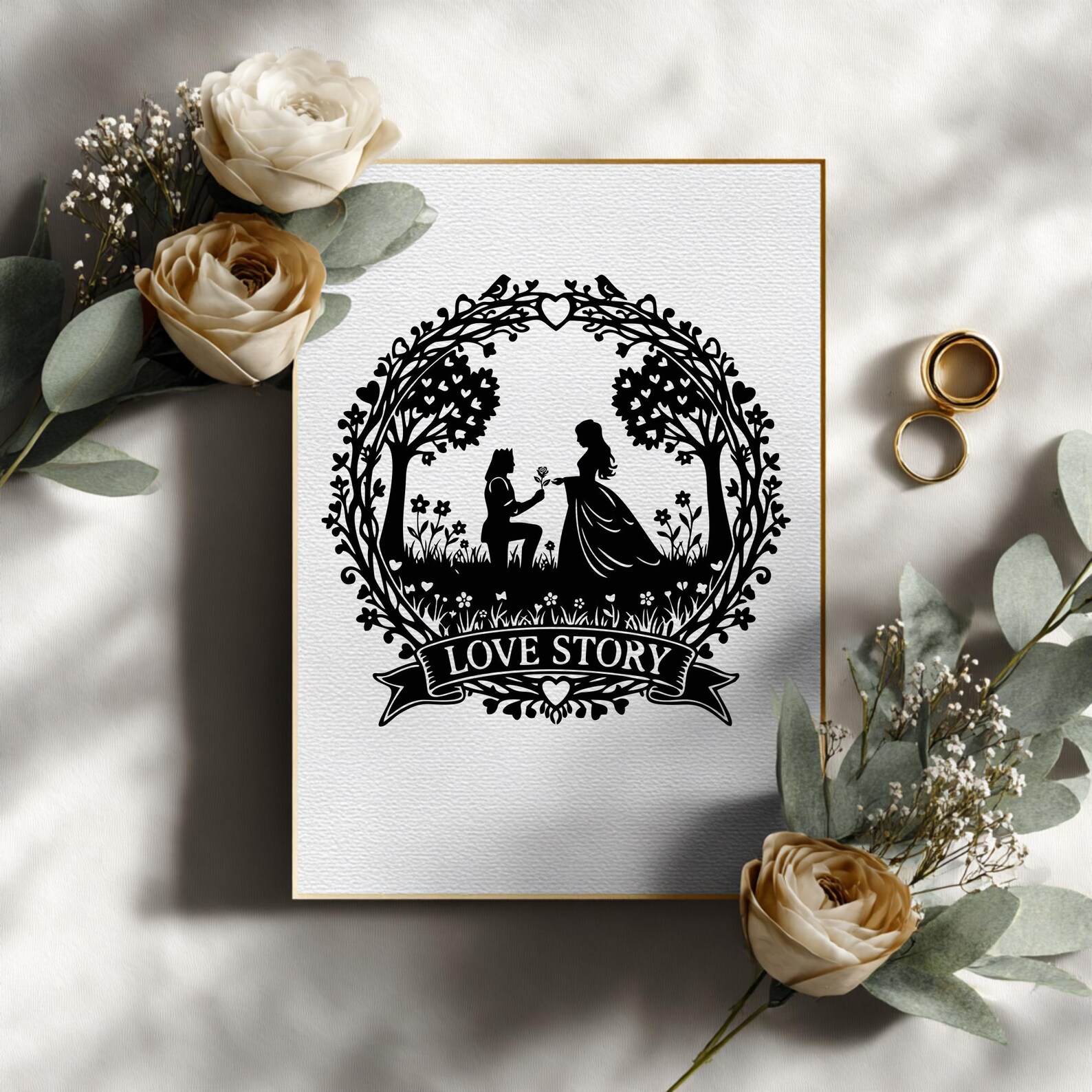 Love Story Valentine SVG Laser Cut File, Romantic Couple Wedding Decor ...