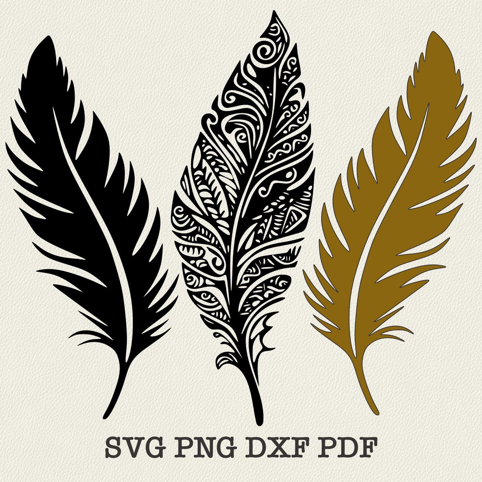 Feather Dxf File for CNC, Laser Engraving Files, Wildlife Svg for ...