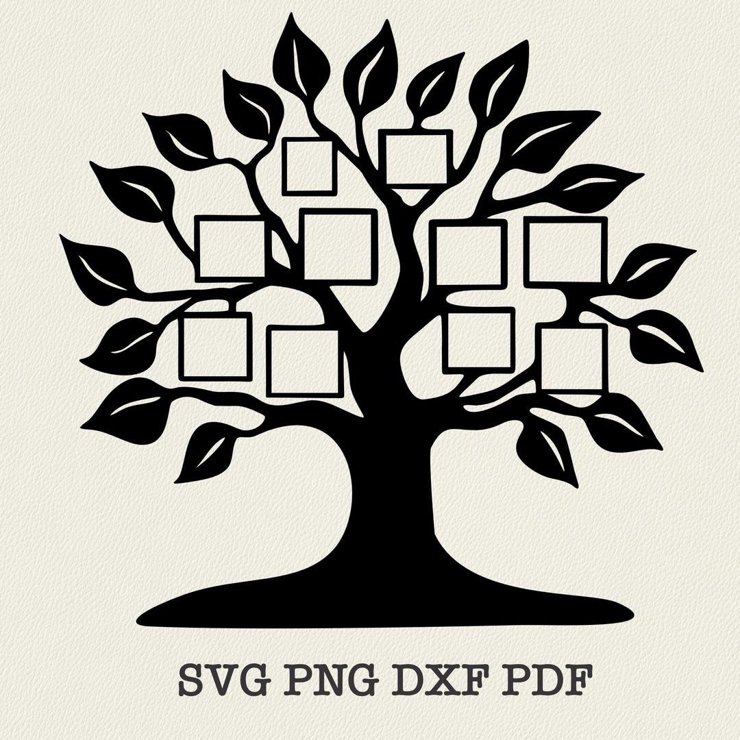 Family Tree With Photo Frames SVG DXF: CNC Laser Cut Files - Etsy
