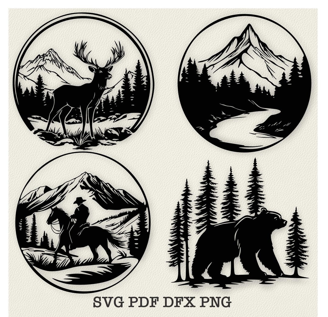 Nature Scene SVG DXF: CNC Laser Cut Files, Wildlife Wall Decor - Etsy