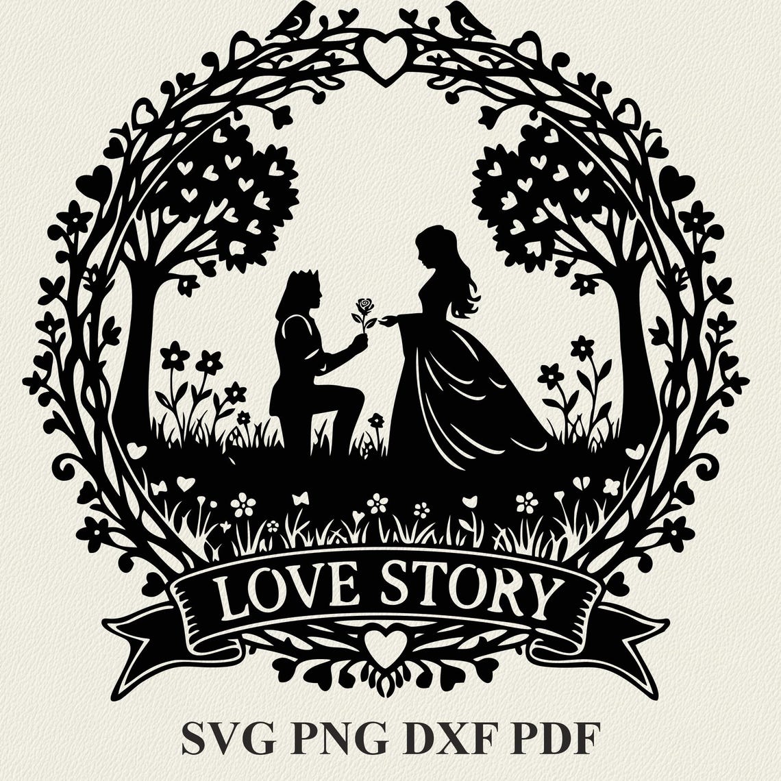 Love Story Valentine SVG Laser Cut File, Romantic Couple Wedding Decor ...