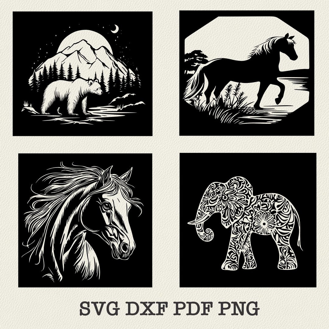 Animals Panel Dxf for Laser Cutting, Svg for Cricut, Dxf Files, Dxf for Cnc, Dxf Images, Nature ...