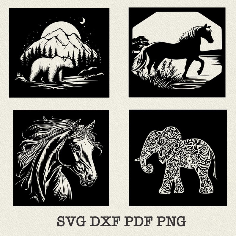 Animals Panel Dxf for Laser Cutting, Svg for Cricut, Dxf Files, Dxf for ...