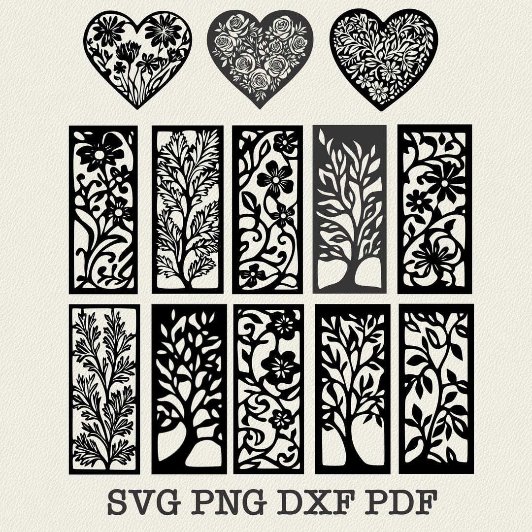 Floral Bookmark SVG Bundle: Laser Cut Files (digital Download) - Etsy