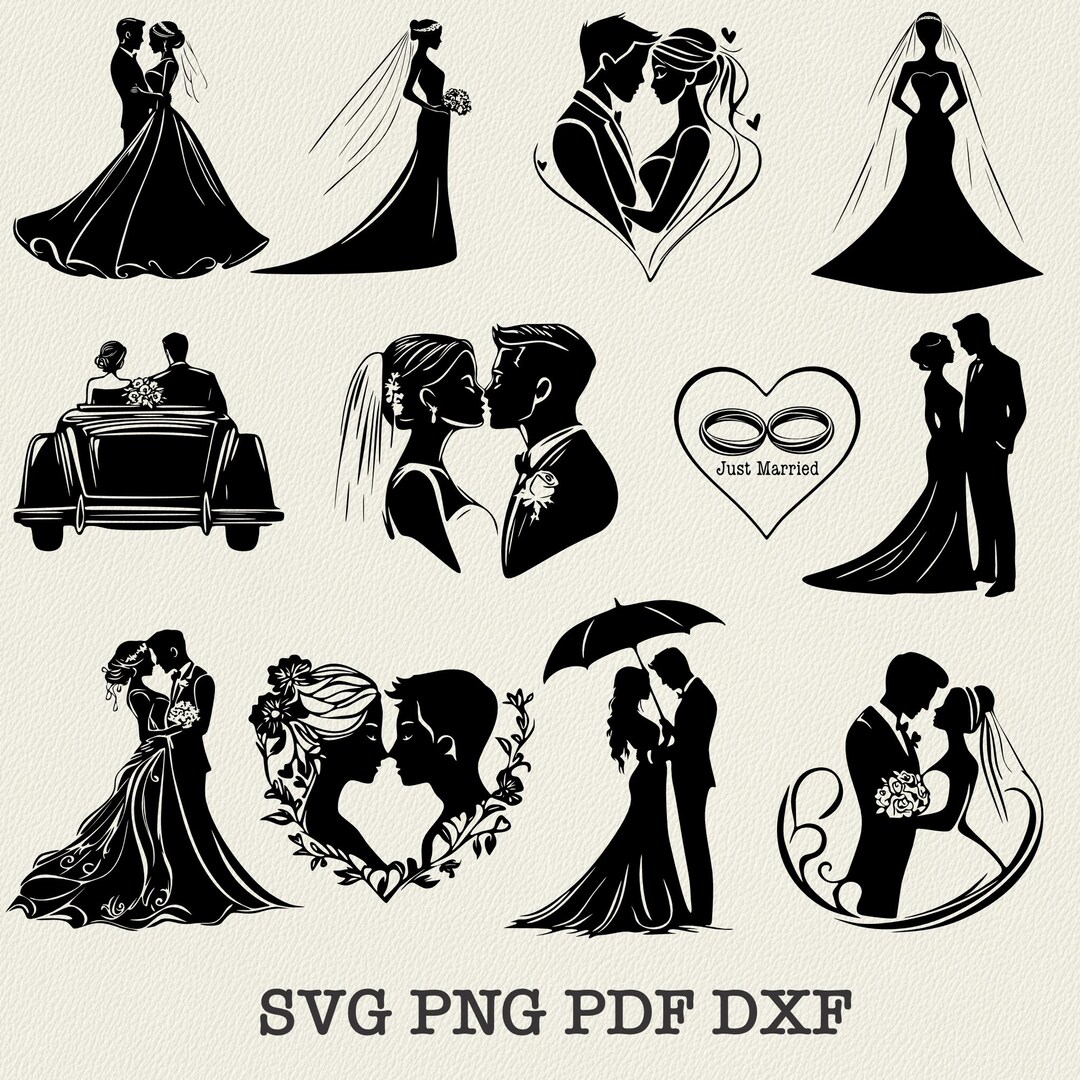 Wedding Couple SVG: Bride and Groom Clipart (digital Files) - Etsy