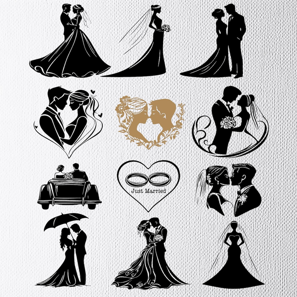 Wedding Svg, Bride and Groom Svg, Wedding Couple SVG, Clipart Cut Files ...