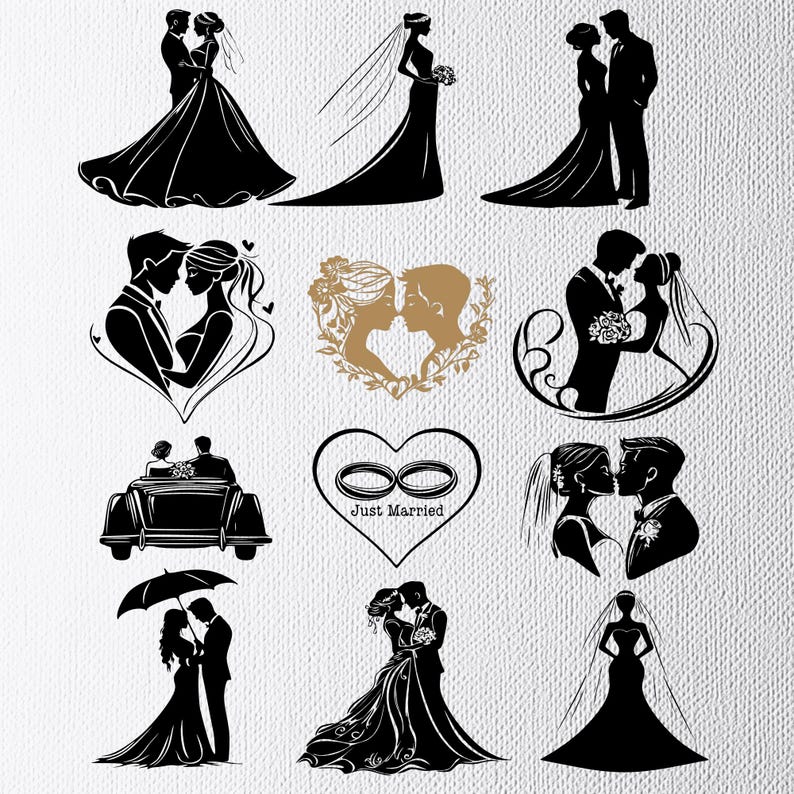 Wedding Couple SVG: Bride and Groom Clipart (digital Files) - Etsy