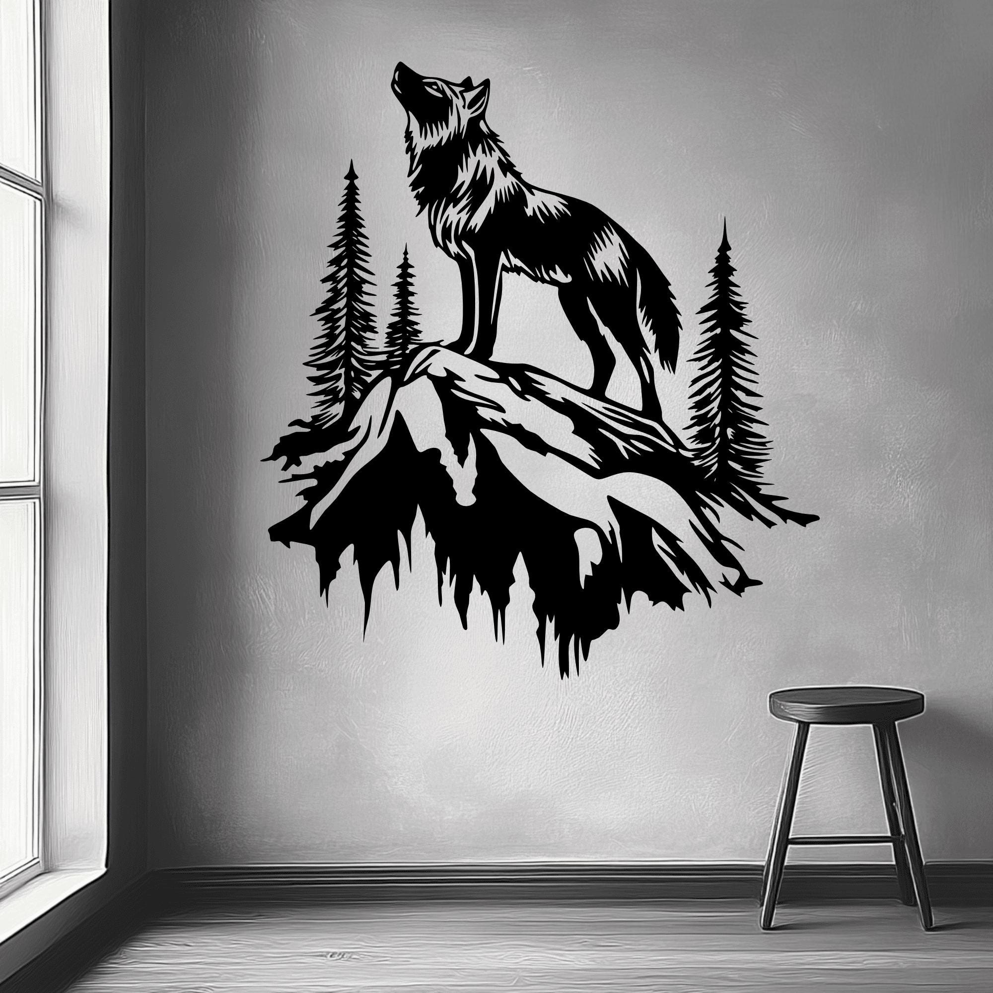Wolf Scene Dxf, Animals Cut File for Laser, Dxf Plasma, Cnc, Metal Wall ...