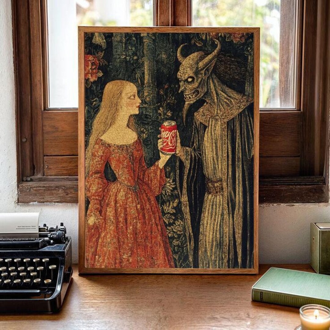 Medieval Temptation Digital Art Vintage Victorian Style Devil & Lady ...