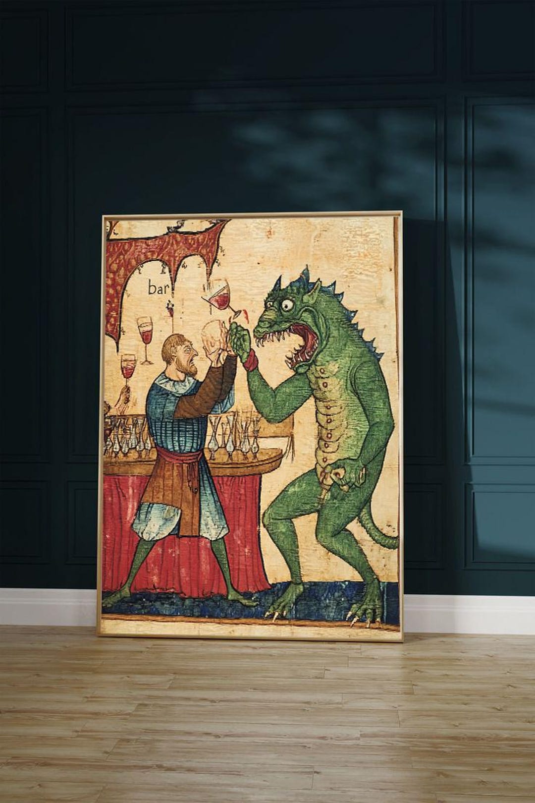 Medieval Temptation Digital Art Vintage Victorian Style Knight & Dragon ...