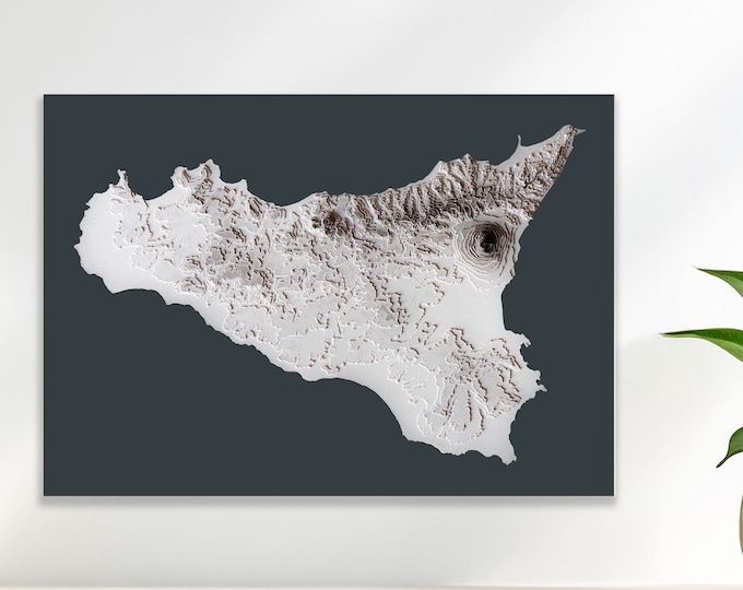 Sicily Island 3D Raised Relief Map, Unique Gift for Traveler and ...