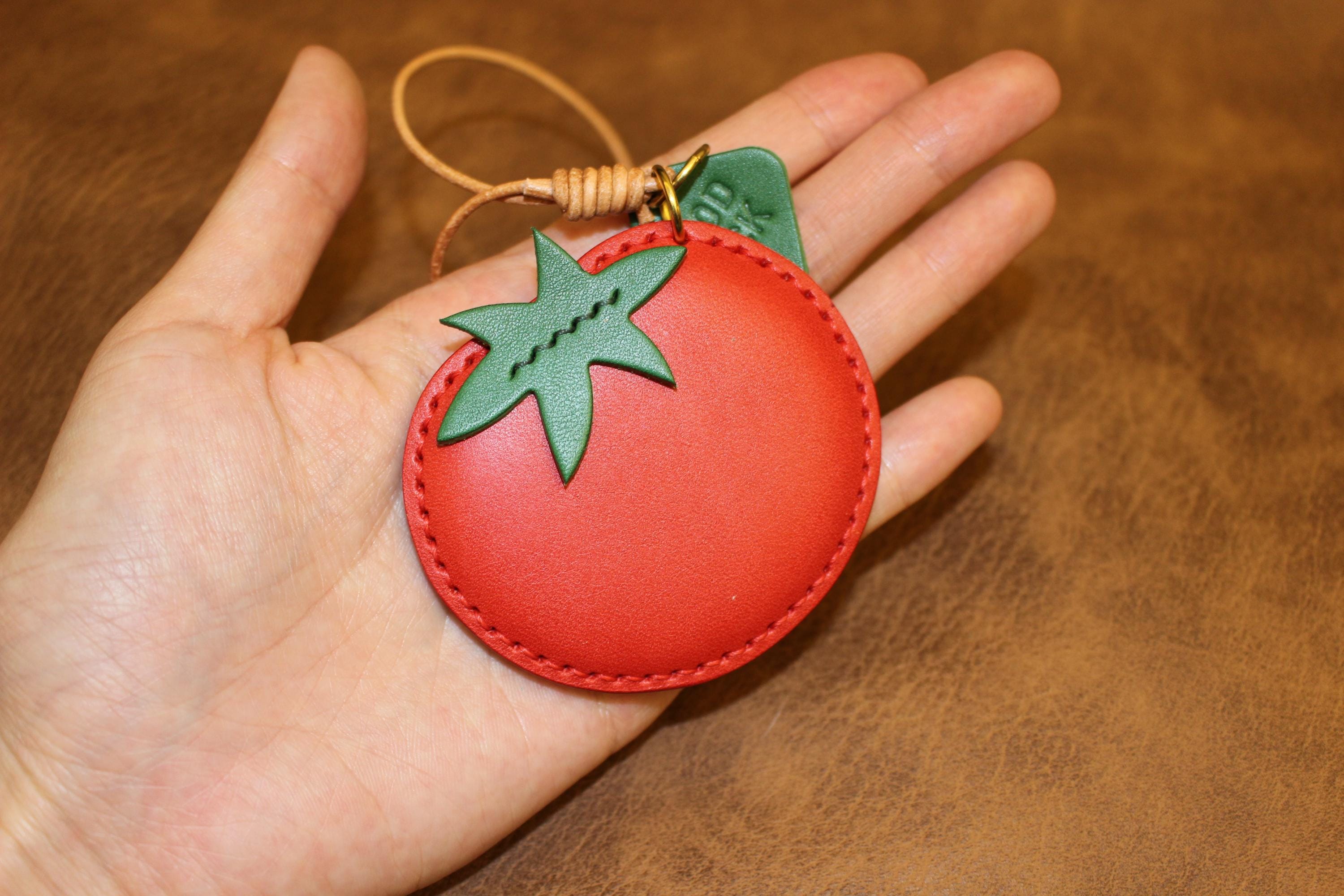 Leather Red Tomato Bag Charm, Handmade Tomato Bag Charm, Tomato Bag Pendant Bag Charm, Leather ...