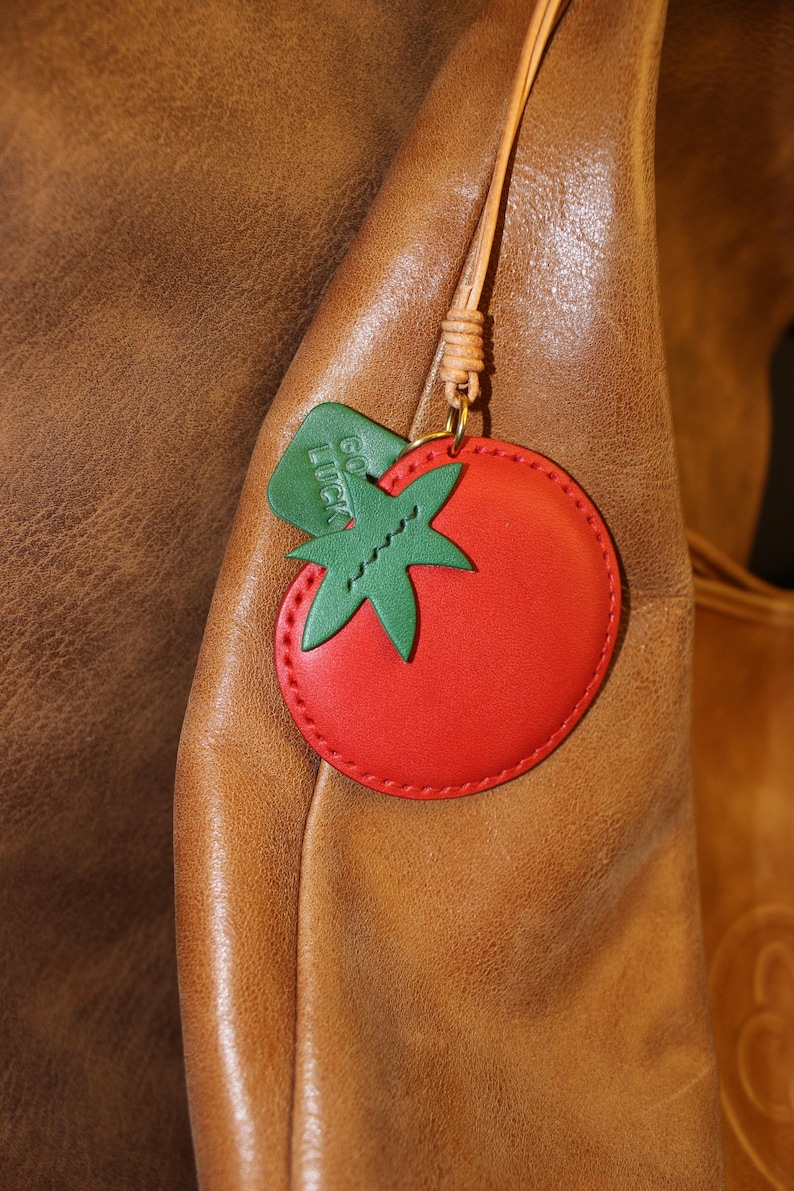 Leather Red Tomato Bag Charm, Handmade Tomato Bag Charm, Tomato Bag Pendant Bag Charm, Leather ...