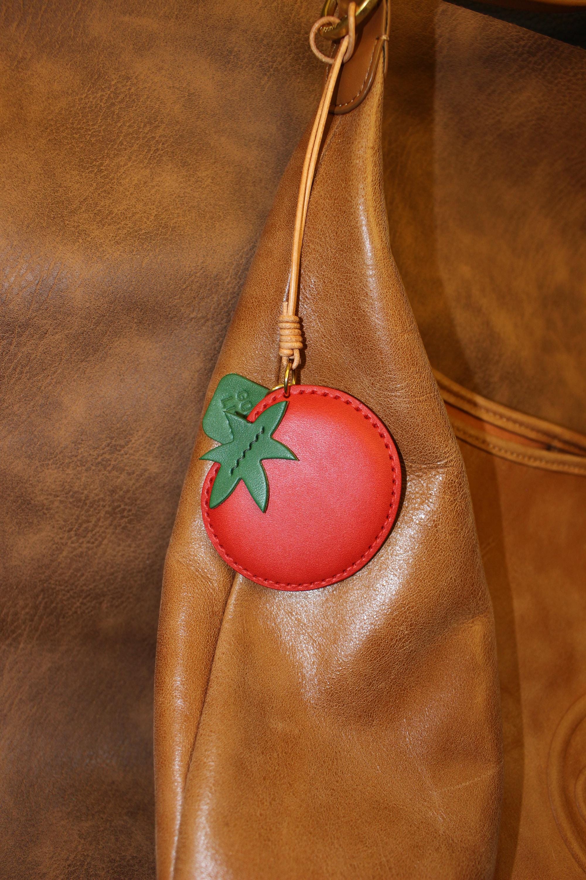 Leather Red Tomato Bag Charm, Handmade Tomato Bag Charm, Tomato Bag Pendant Bag Charm, Leather ...