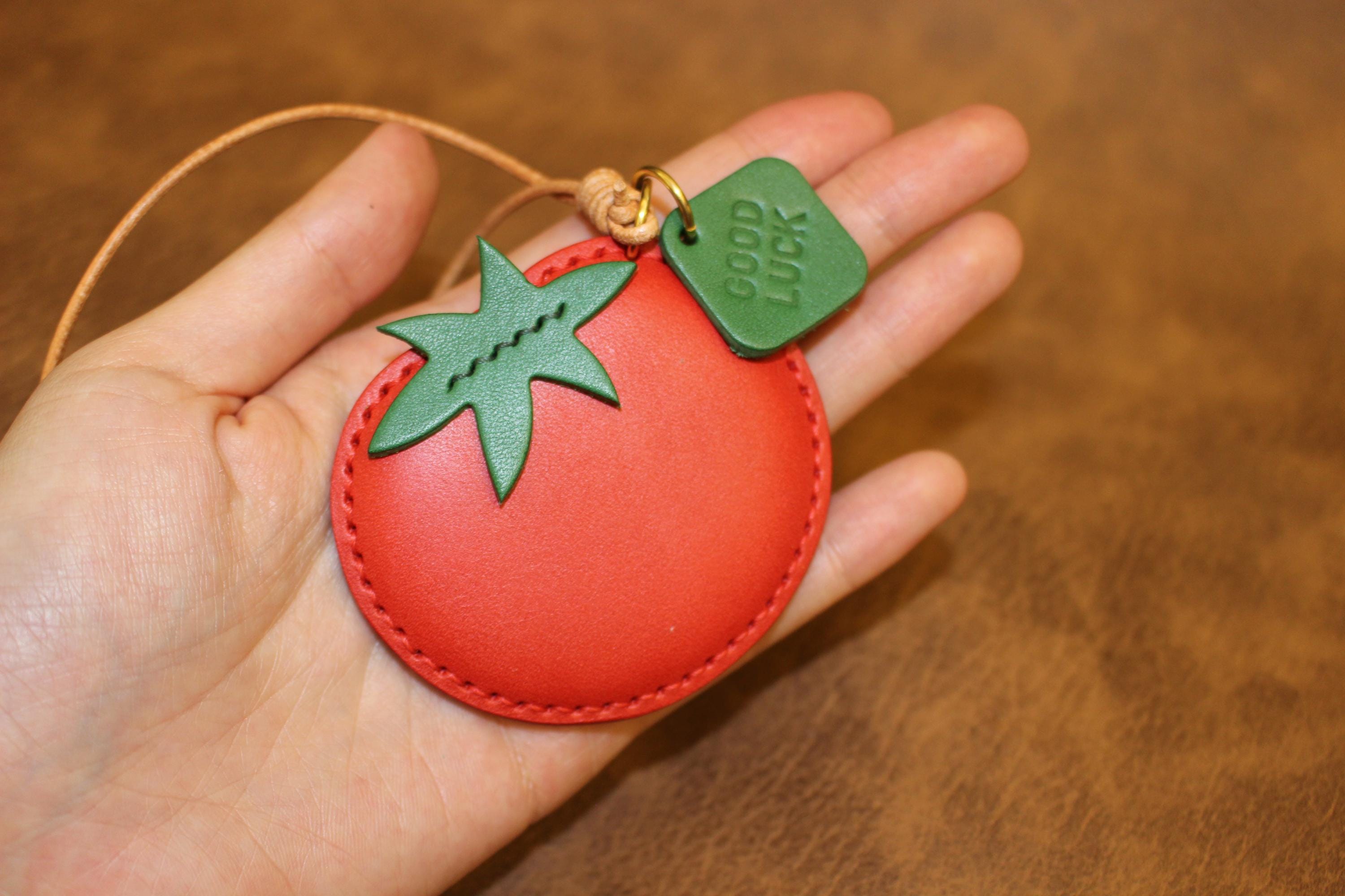 Leather Red Tomato Bag Charm, Handmade Tomato Bag Charm, Tomato Bag Pendant Bag Charm, Leather ...