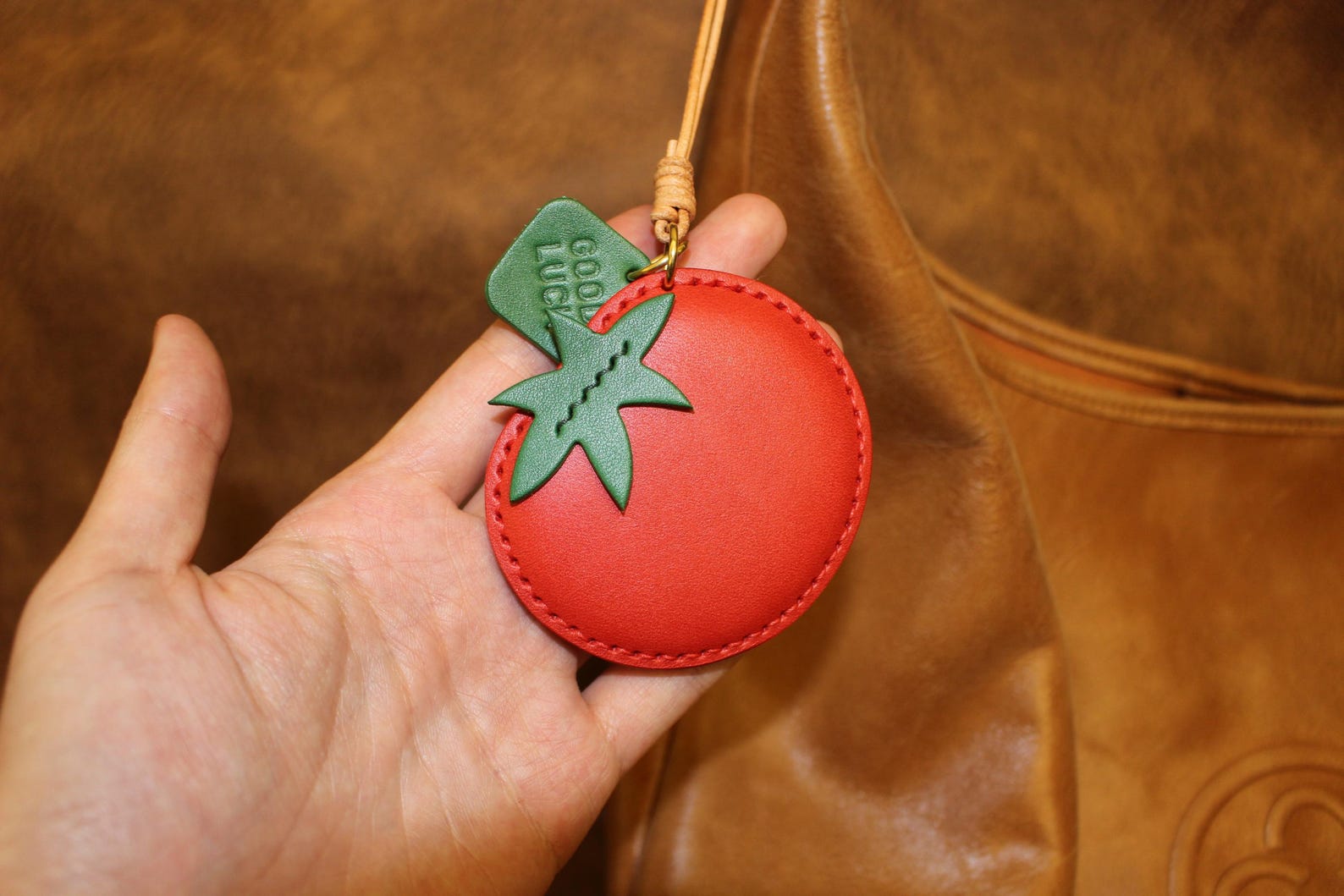 Leather Red Tomato Bag Charm, Handmade Tomato Bag Charm, Tomato Bag ...