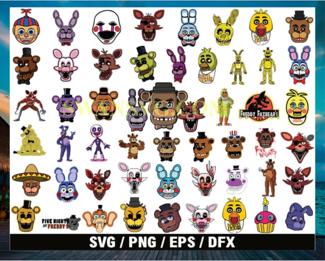 320 FNAF Bundle Svg, FNAF Svg, Five Nights at Freddy's Set, Freddy's ...