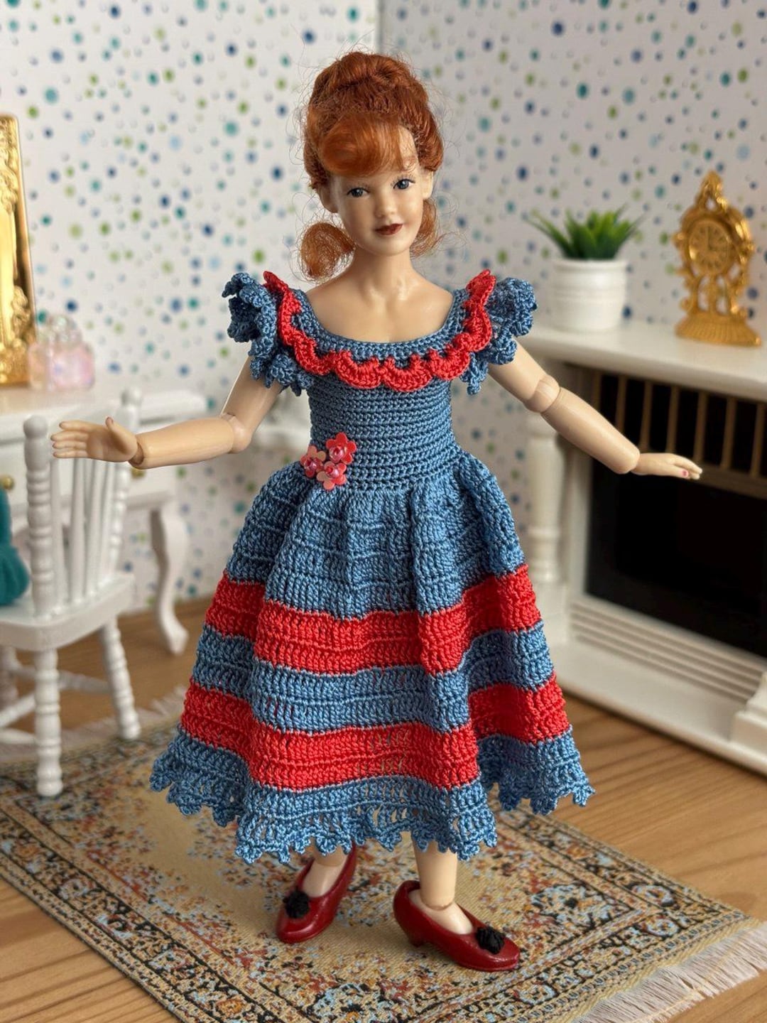 Miniature Crocheted Dress 1:12 Scale - Heidi Ott Dollhouse - Handmade ...