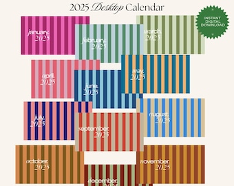 2025 Striped Neutral Desktop Calendar Wallpaper | Simple & Minimal ...