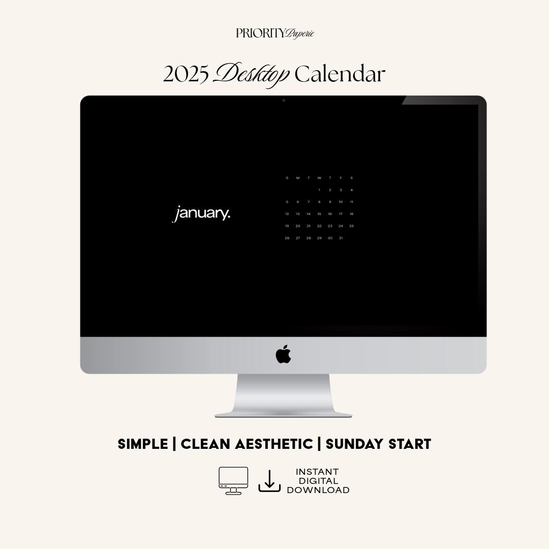 2025 Desktop Calendar Wallpaper | Digital Download | Minimal Aesthetic ...