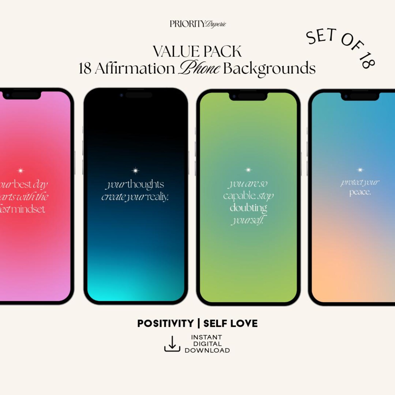 VALUE PACK 18 Aura Motivational Phone Wallpapers | Simple Minimal Digital Download | Aesthetic ...