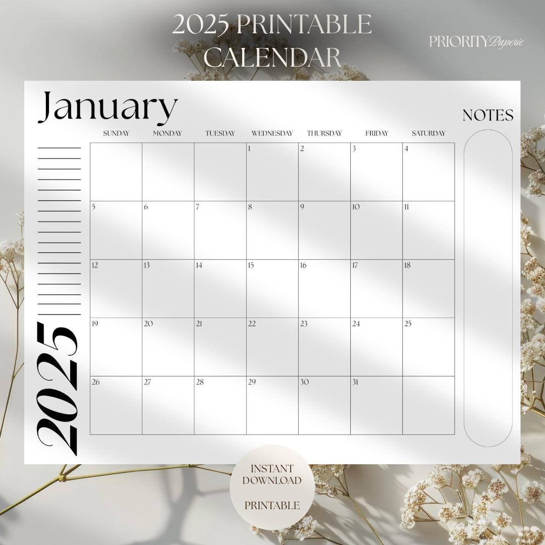 2025 Minimalist Printable Calendar | Digital Download | Modern ...