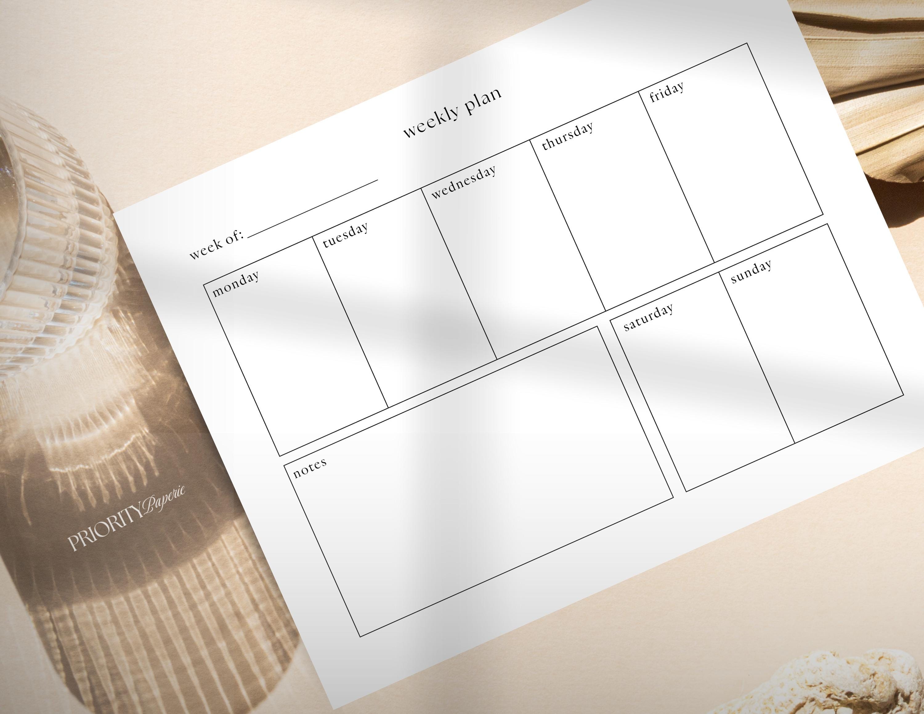 Minimalist Weekly Planner Template: Simple Clean Design (printable PDF ...