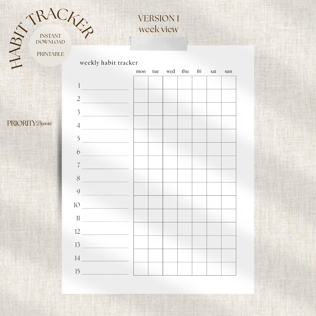 Weekly & Monthly Habit Tracker - Minimalist Digital Download, Printable ...