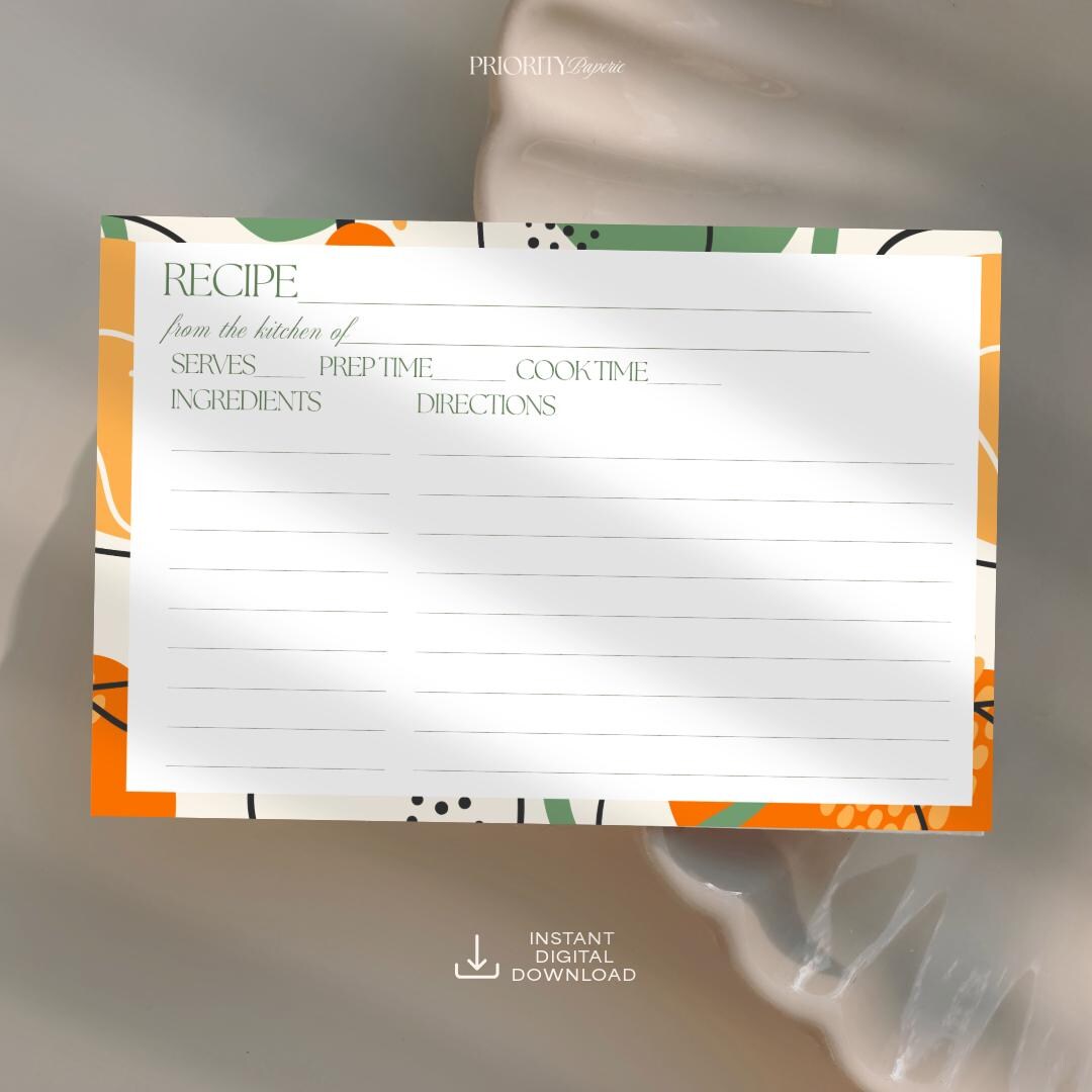 Fun Recipe Card Template for Bridal Shower | Printable Recipe Cards for ...