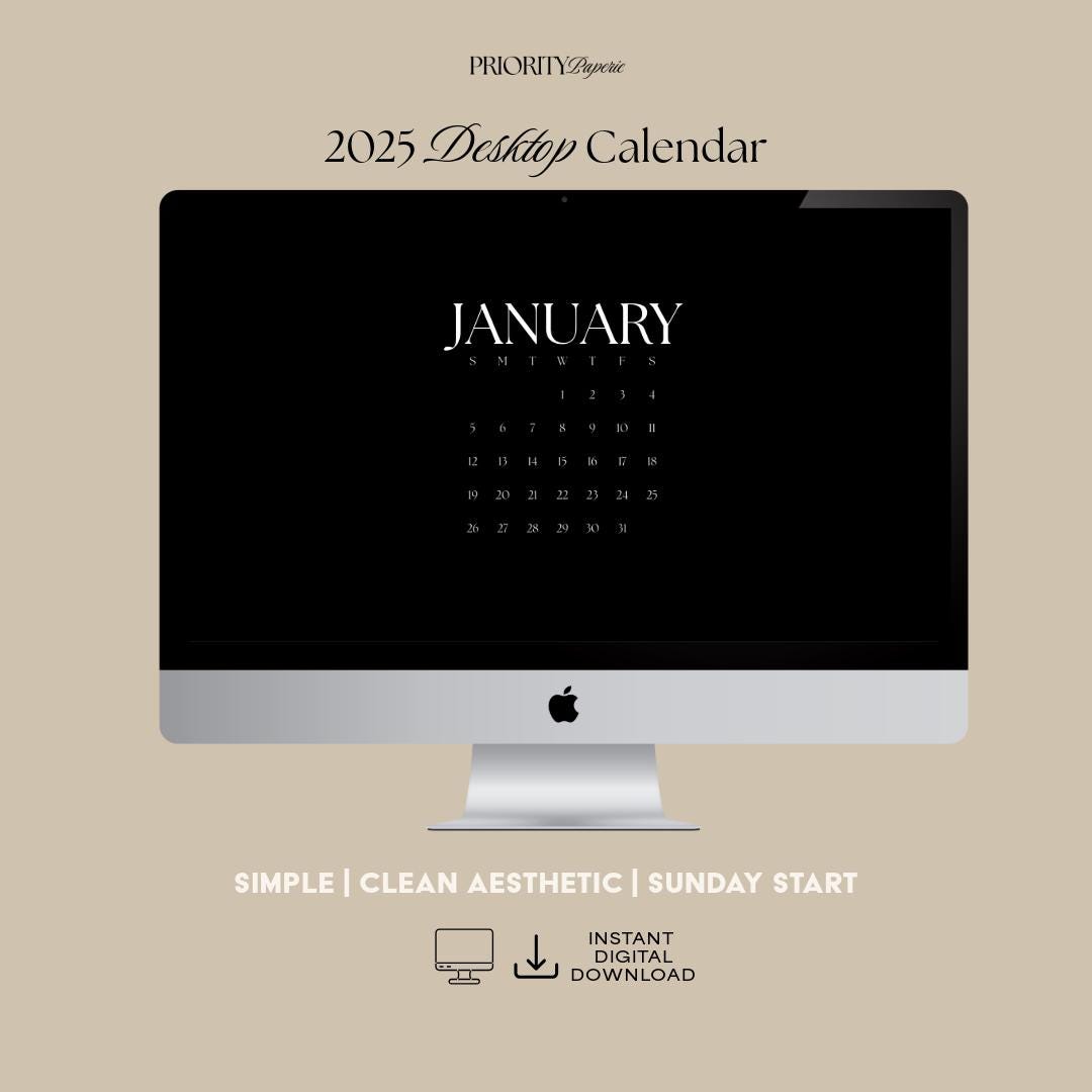 2025 Desktop Calendar Wallpaper | Digital Download | Minimalist ...