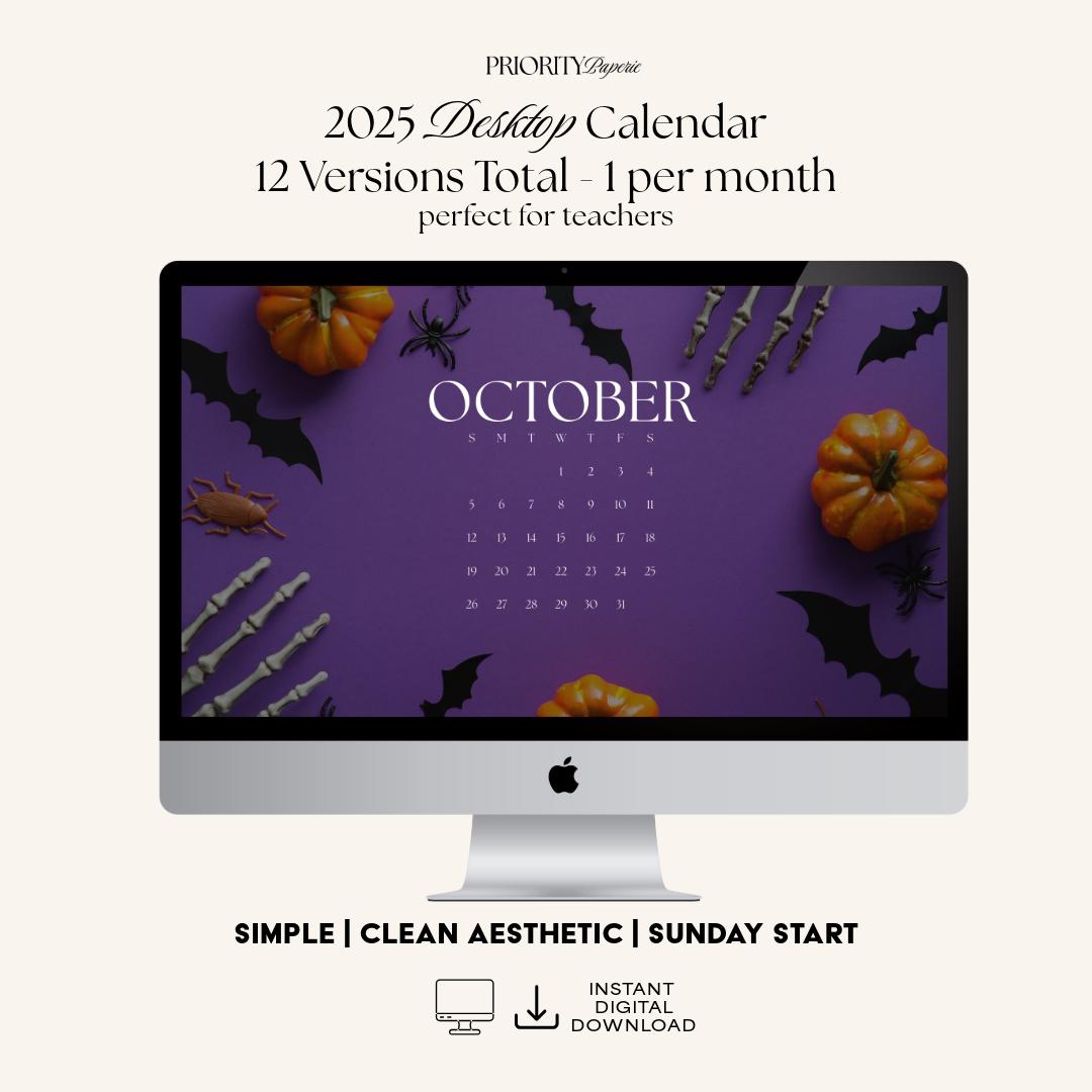 12 Seasonal Holiday Monthly Desktop Calendar 2025 | Digital Download ...