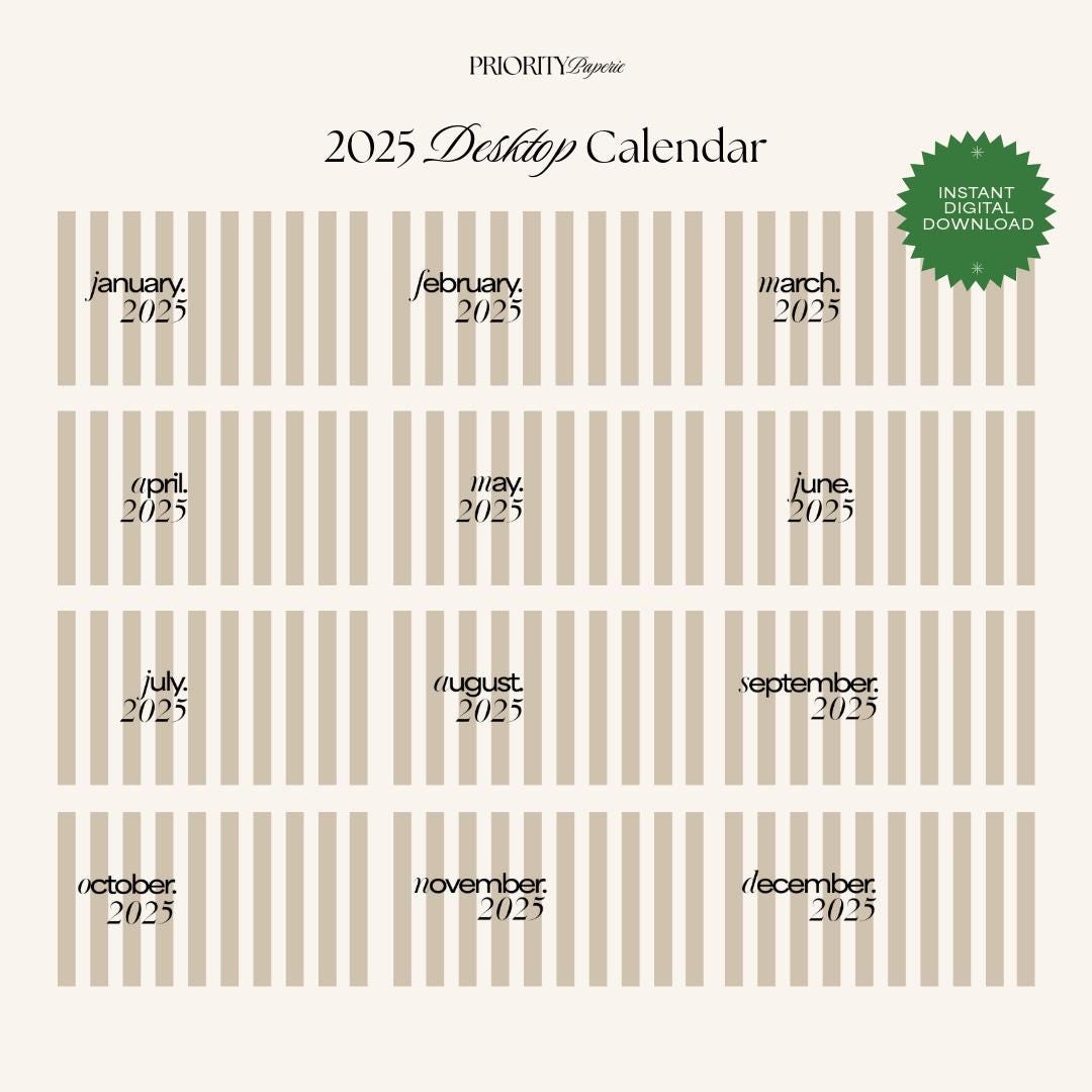 2025 Striped Neutral Desktop Calendar Wallpaper | Simple & Minimal ...