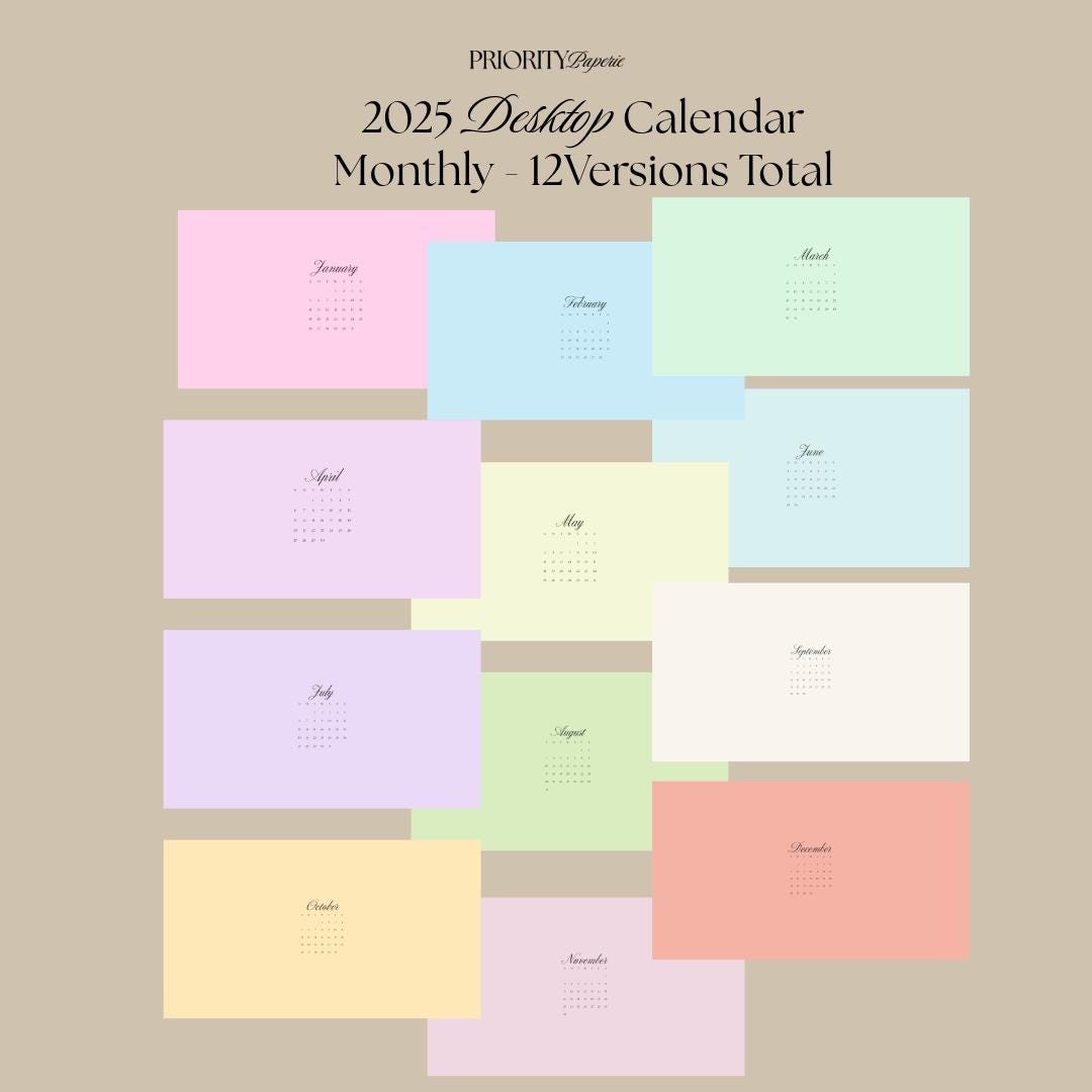 2025 Cute Girly Desktop Calendar Wallpaper | Simple & Minimal Digital ...
