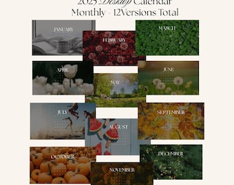 12 Seasonal Holiday Monthly Desktop Calendar 2025 | Digital Download ...